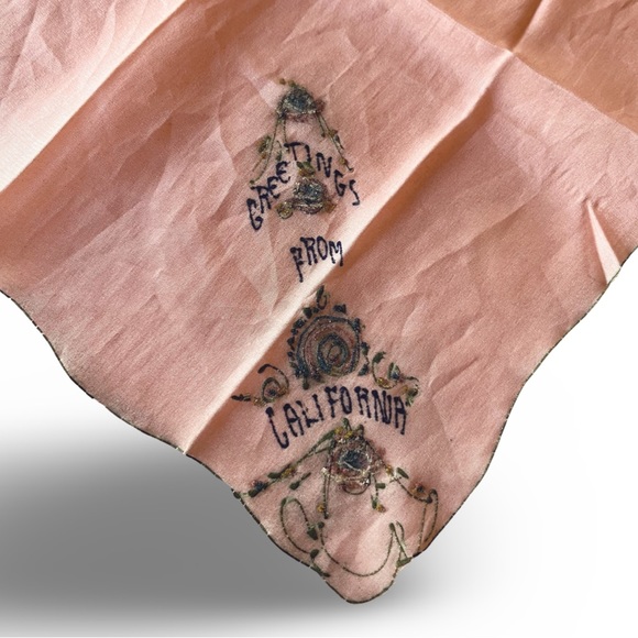 Antique | Accessories | Antique Greetings From California Pink Silk ...